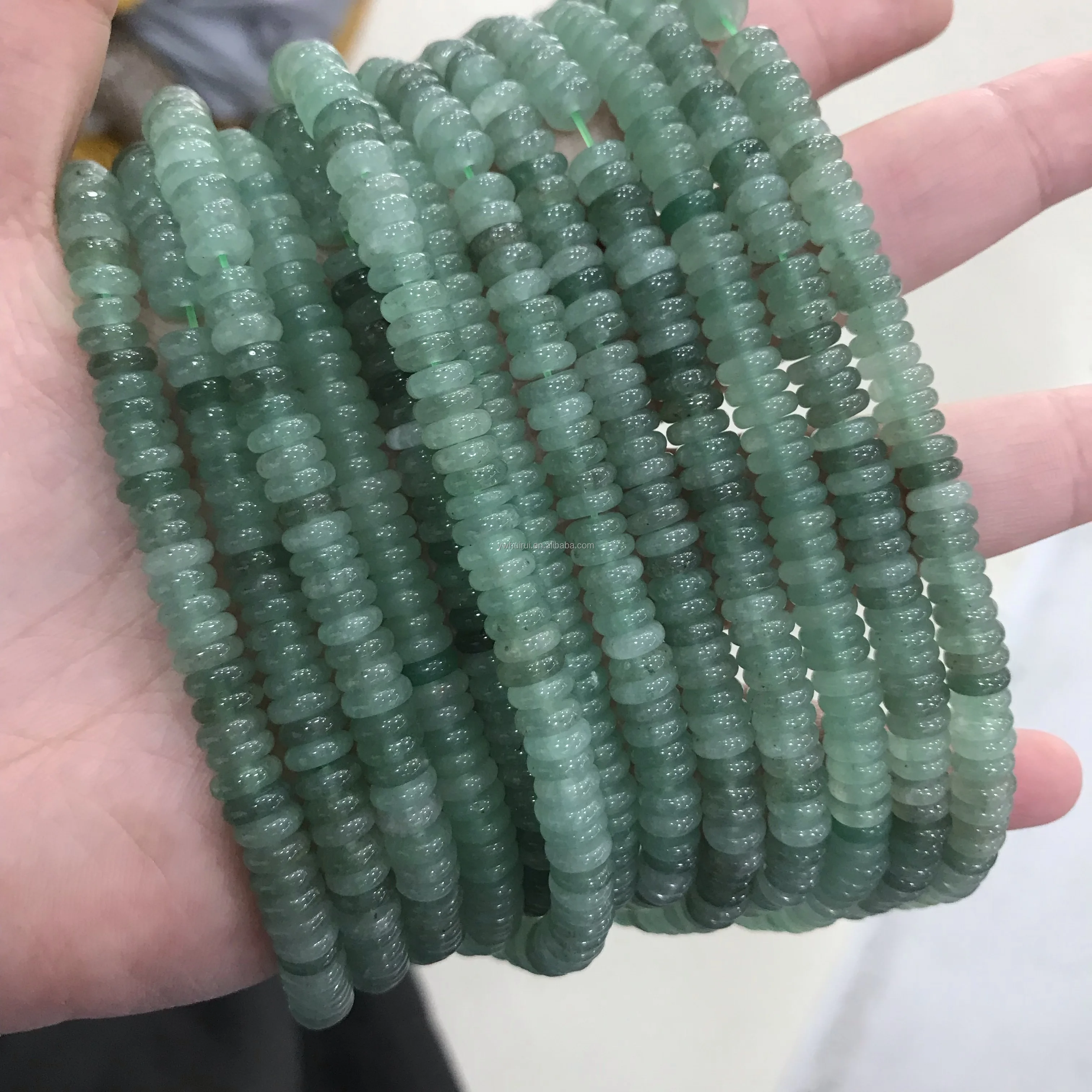 Hui Rui Natural Green Aventurine Stone Abacus Beads Rondelle Gemstone ...
