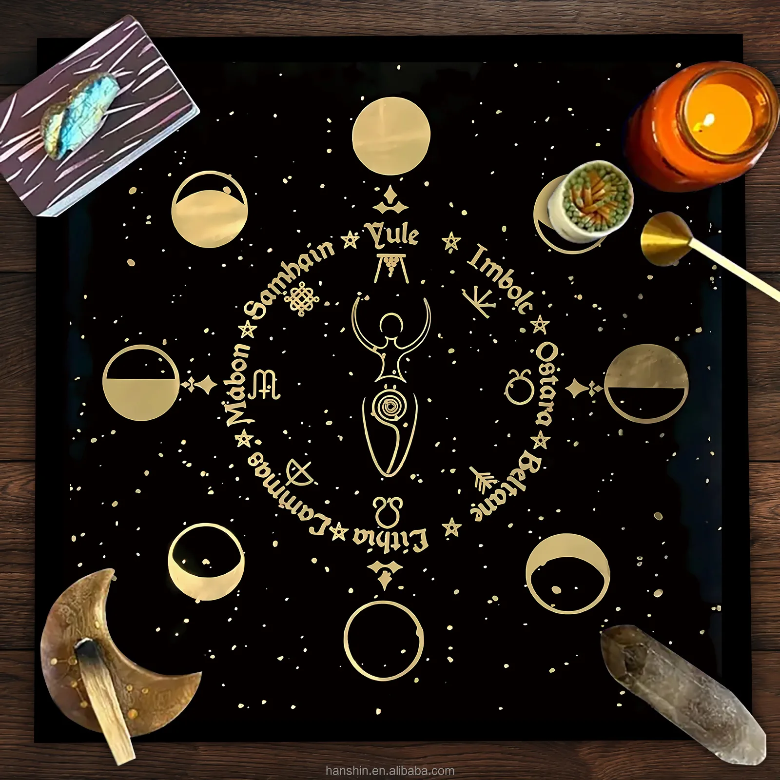 High Quality 49*49cm Velvet Sun Moon Star Witchcraft Alter Tarot Pagan ...