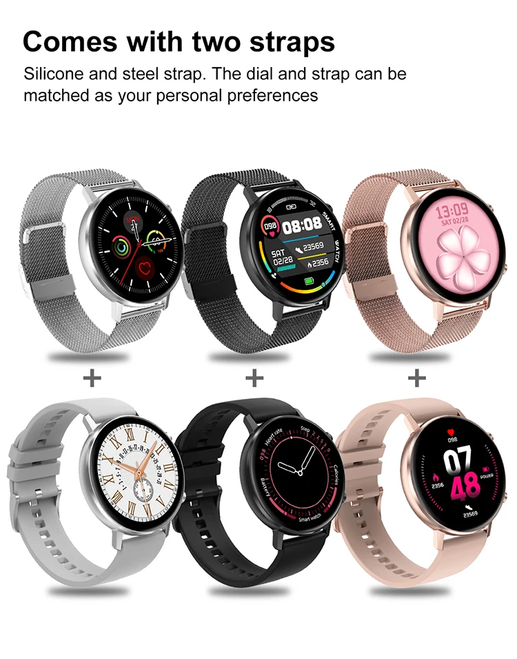 DT96 Smart Watch With Two Straps Heart Rate Monitor Bracelet Music ...