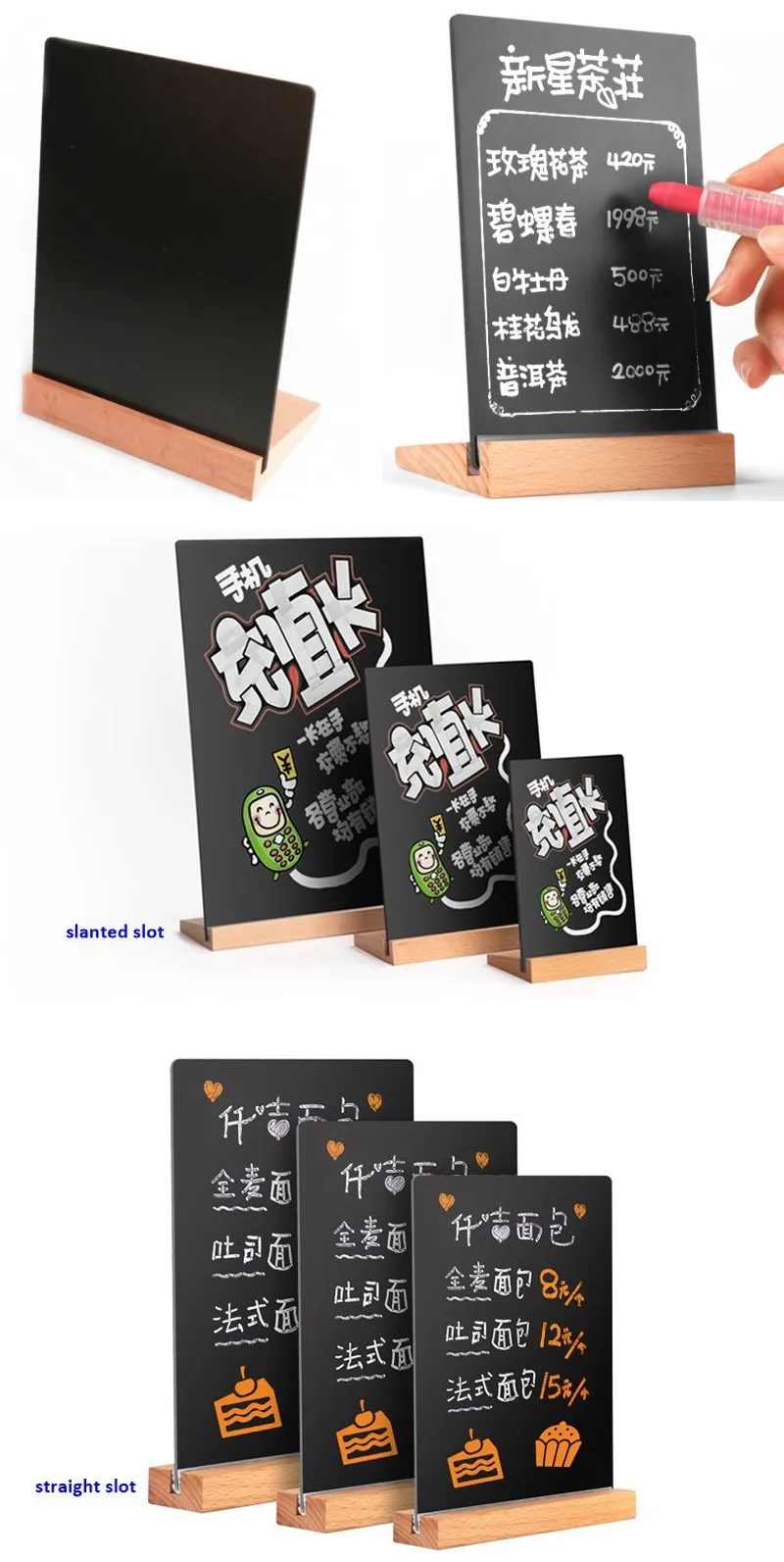 DIY Handwriting Acrylic Menu Sign Board, A4 A5 A6 T L Shaped Tabletop ...