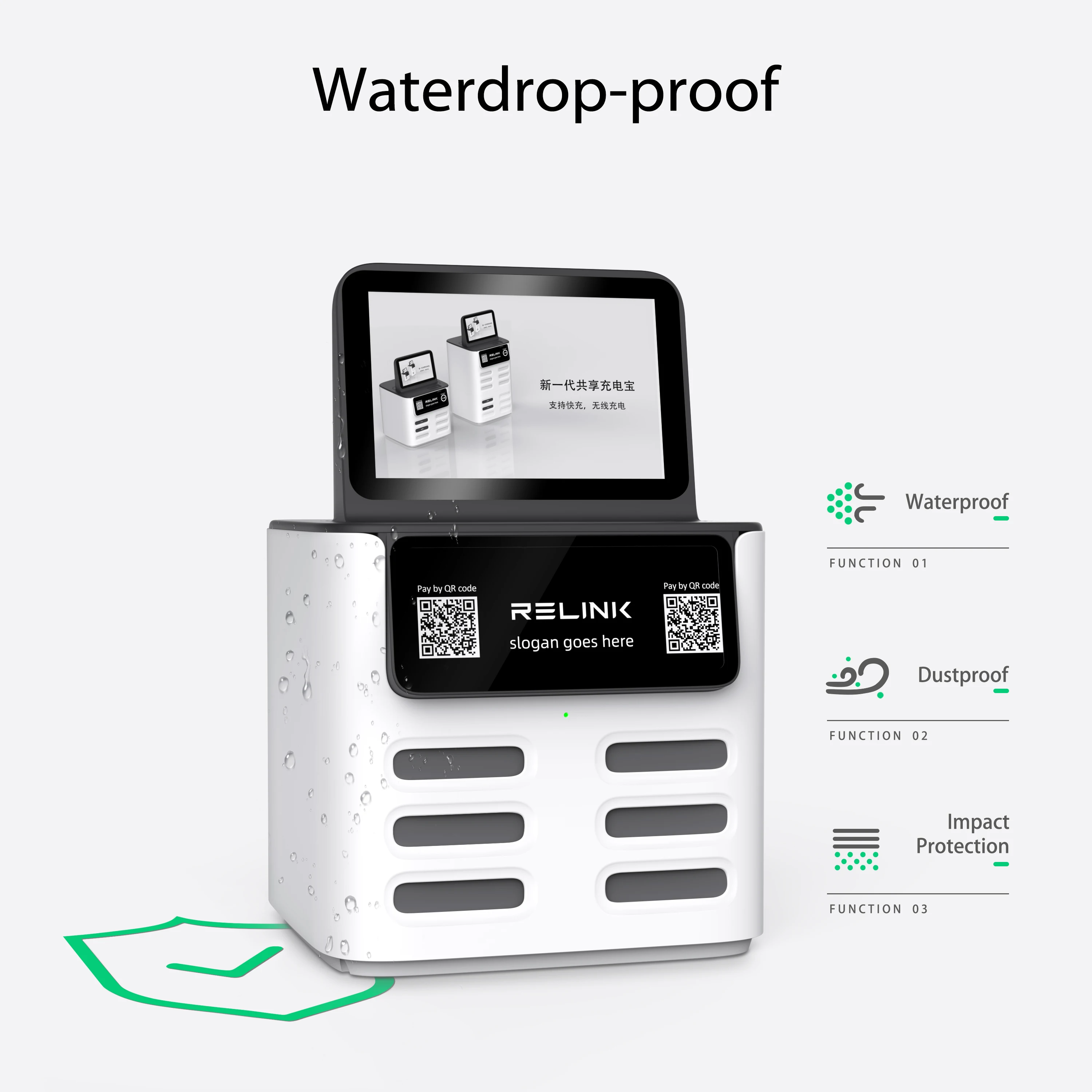 Hot Selling Scan QR Code Phone Charging Station with 8inch Display Screen