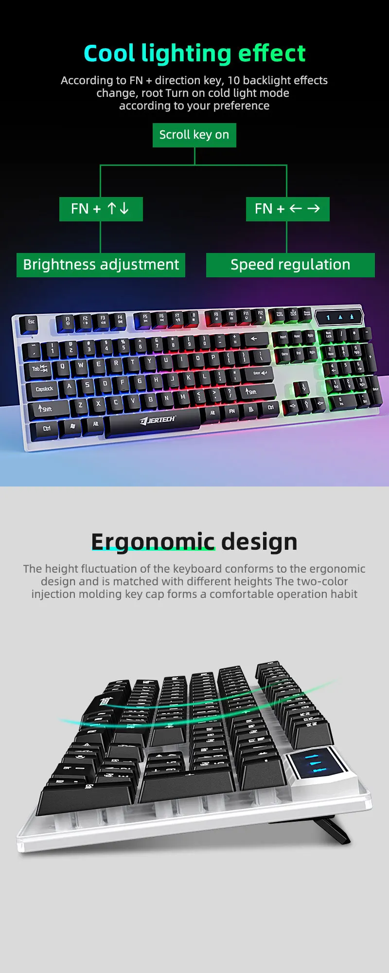 Jertech K358 Rgb Led Gaming Keyboard For Desktop - Arabic/russian, Plug ...