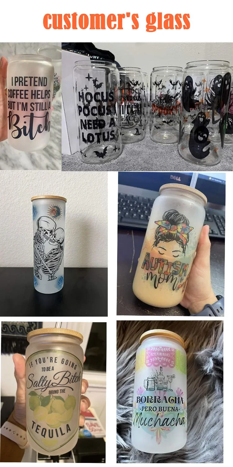 Us Warehouse 16oz 20oz 25oz Sublimation Frosted Clear Beer Reusable ...