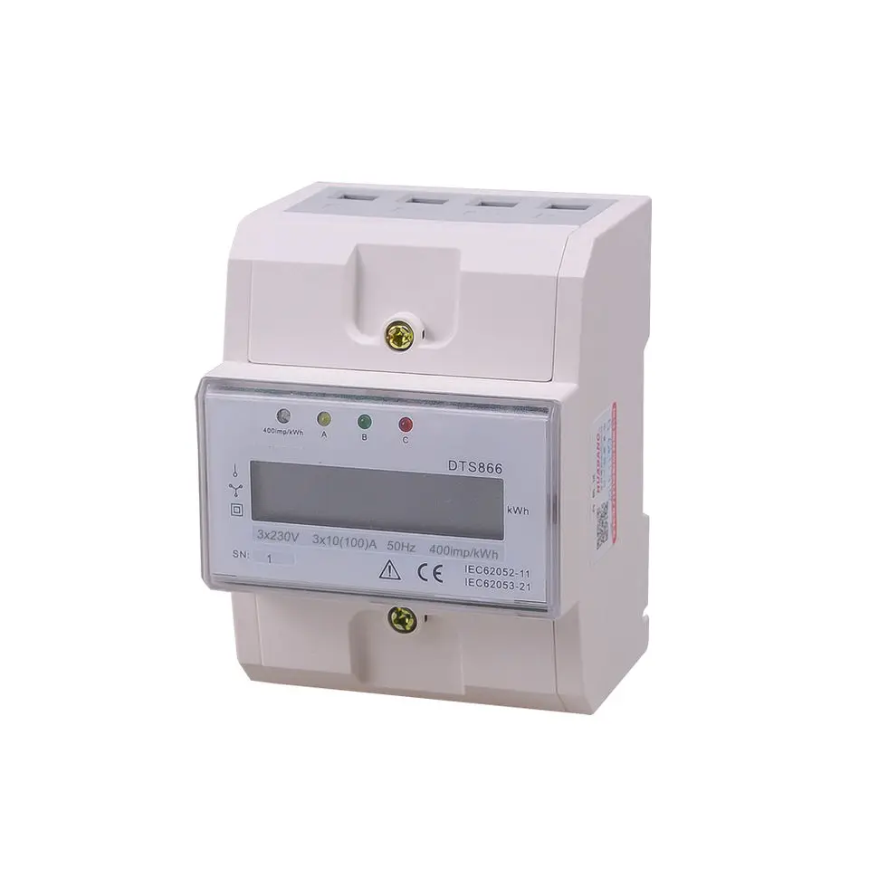 Ddm100tc 3 Phase 4 Wire Din Rail Meter 4 Module 75mm Wide 3x230/400v 10 ...