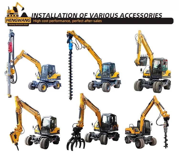 Sale Hydraulic 8 Ton Wheel Excavator with 360 Rotary Wood Grabber