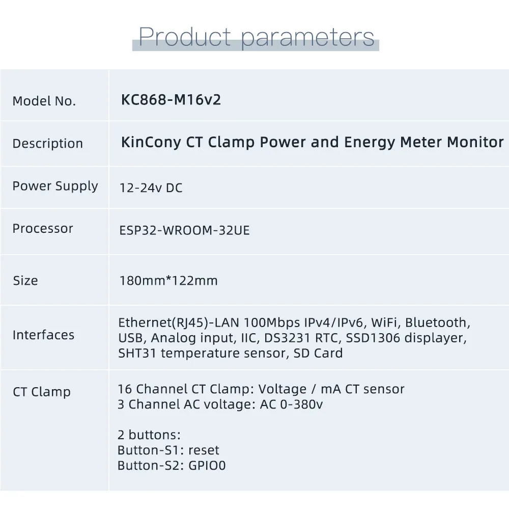 KC868-M16V2 ESP32 16 Channel CT Clamp Energy Monitor for Esphome Home ...