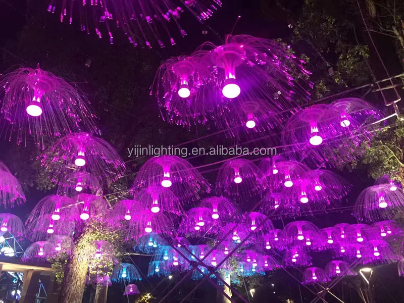 Dc24v Rgb Automatic Color Change Pmma Hanging Fiber Jellyfish Lamp For ...