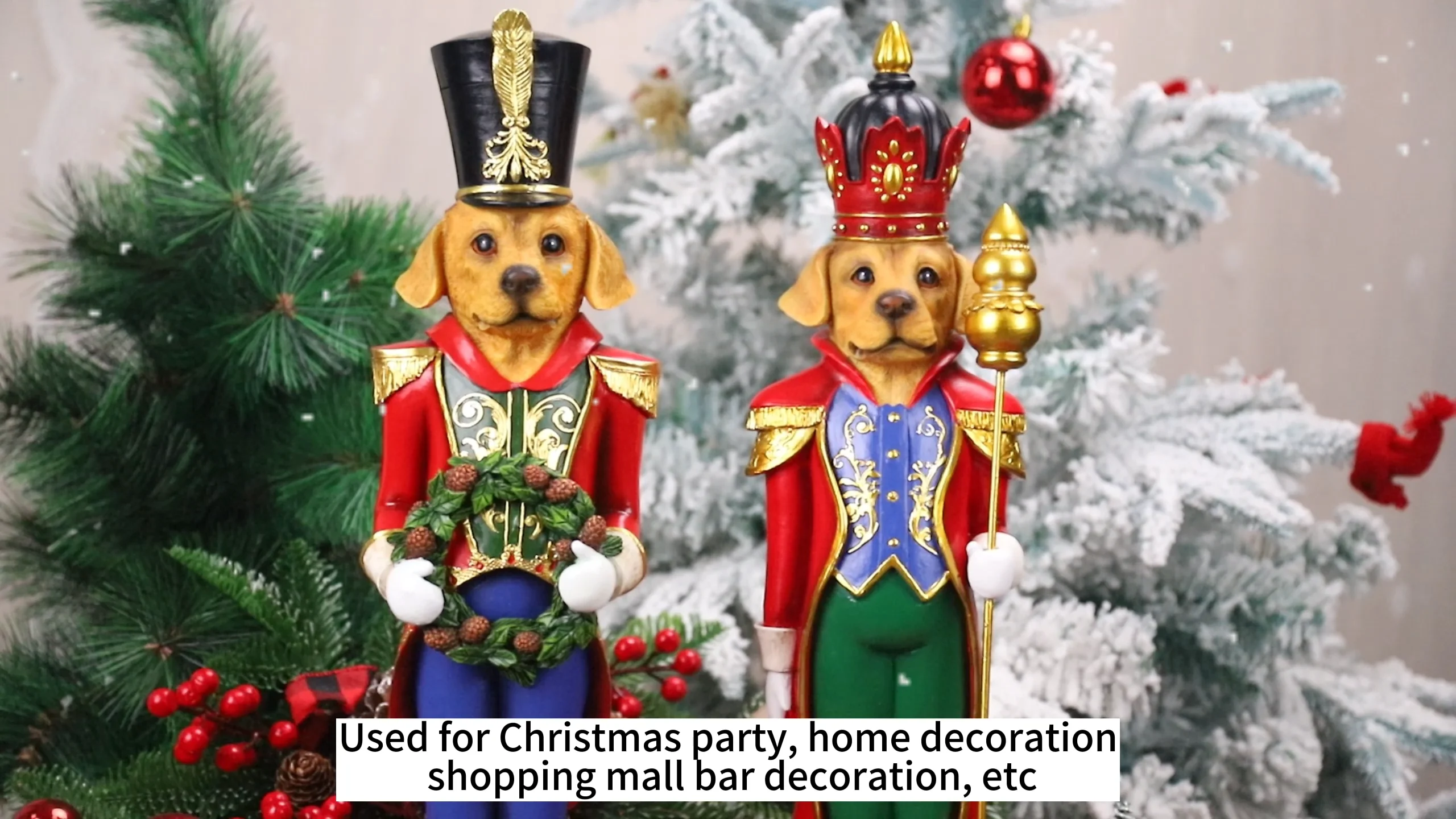 Redeco Christmas Special Animal Dog Soldier Ornaments Resin Crafts ...