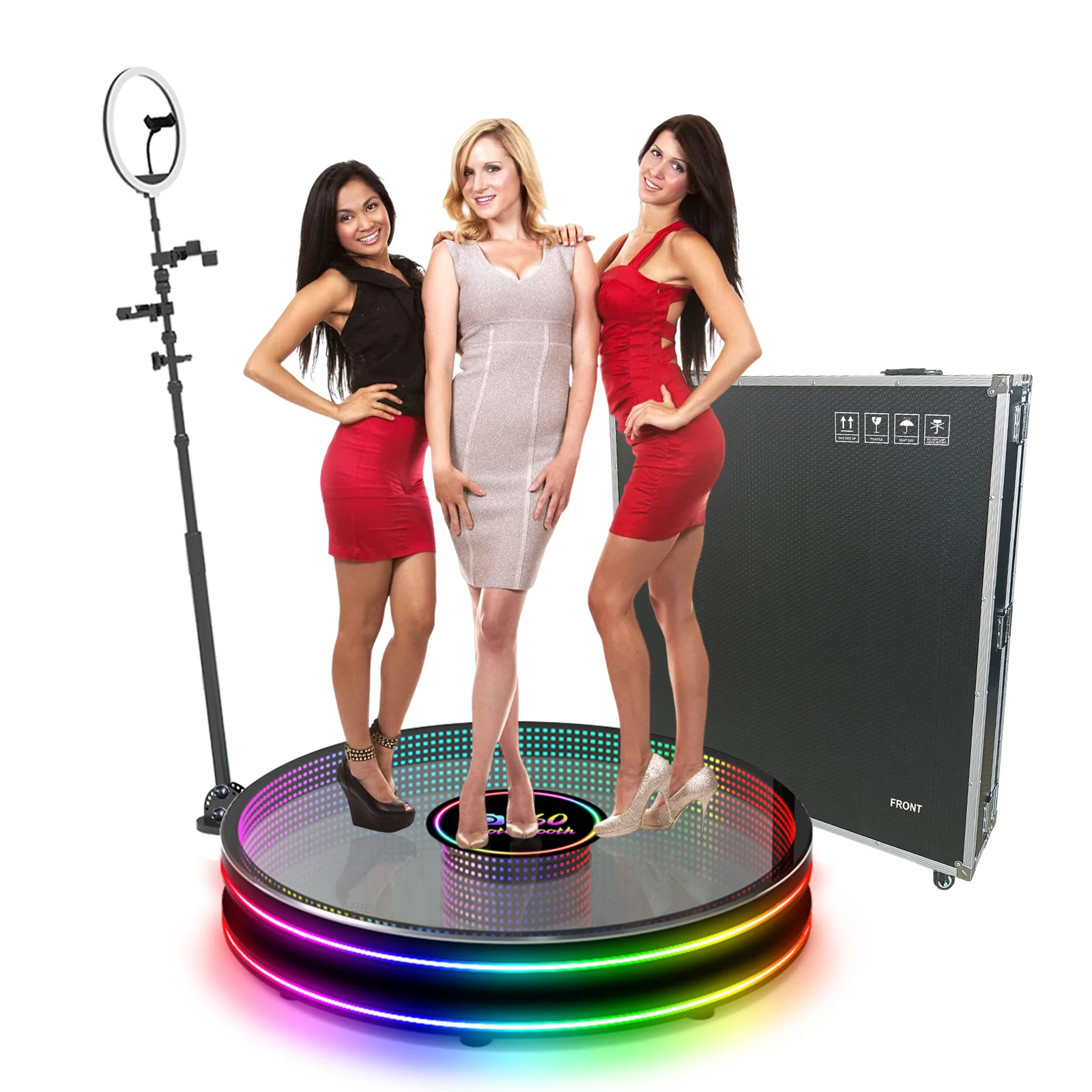 Glass turntable with Led Ring Light Photobooth 360 Automatic rotating ...