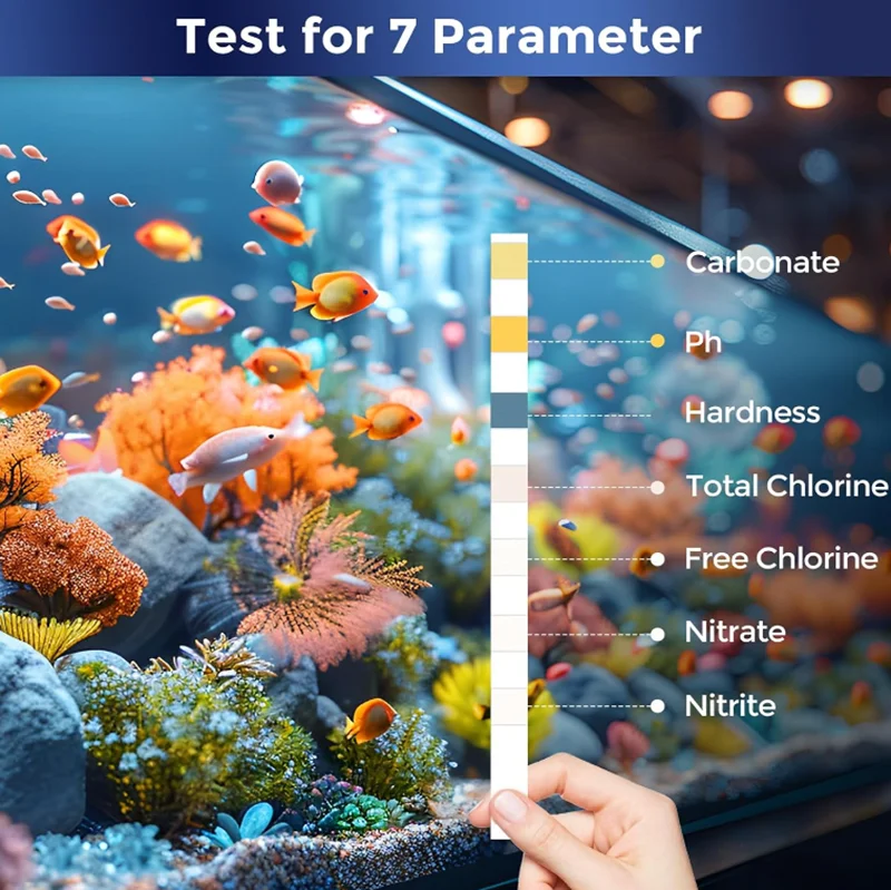 7 in 1 Aquarium Test Strips Fish Tank Water Quality Test Paper ...