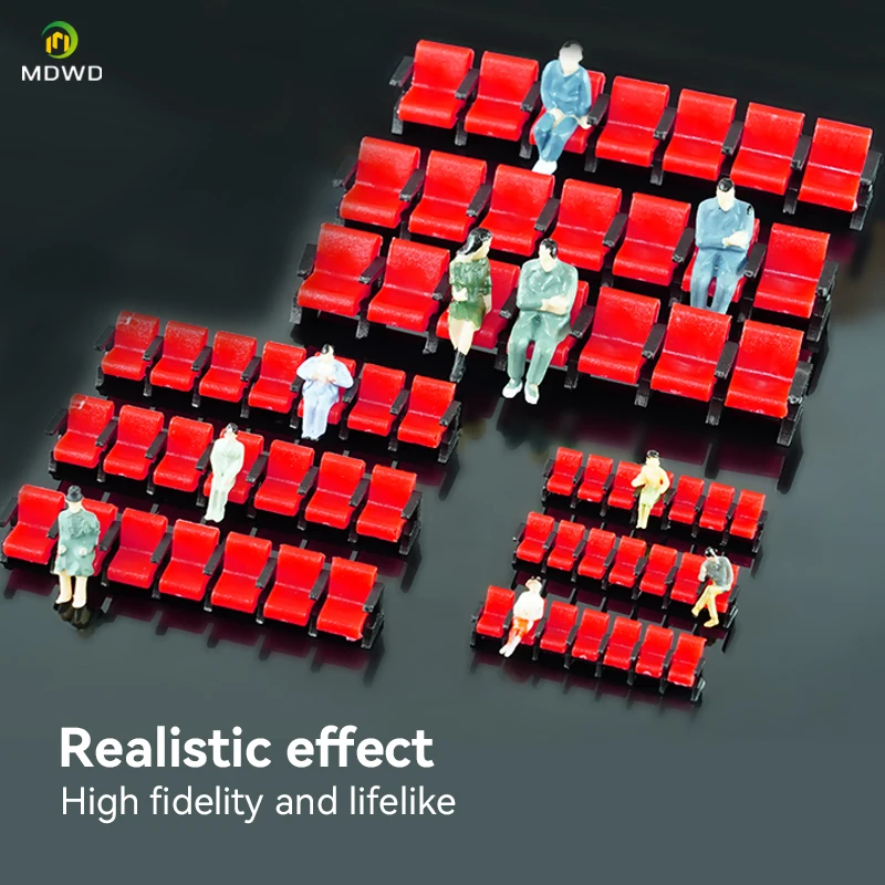1:75 Miniature Cinema Chair Model ABS Plastic Toys Red Concert Seats ...