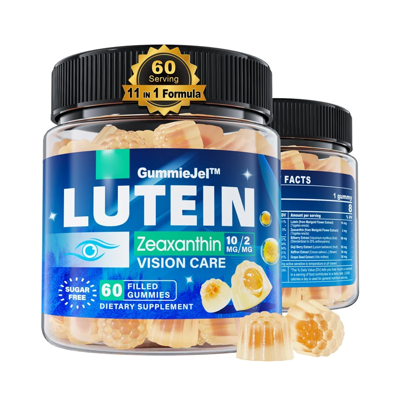 Center Filled Lutein Gummies Sugar-free Eye Health Gummies For Adults ...