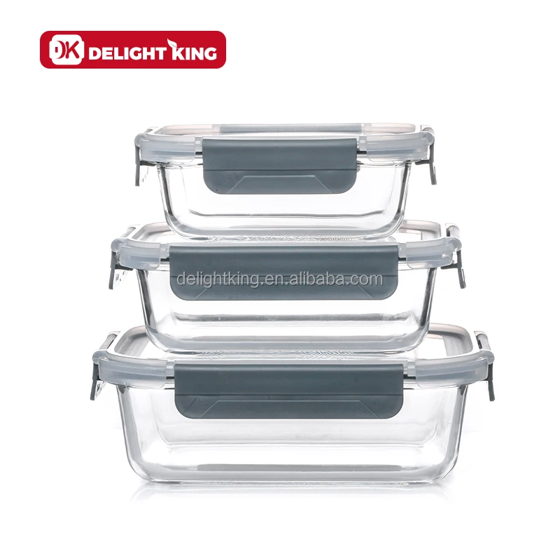 Rectangular Sealing Glass Food Containers with New TPE Seal Non ...