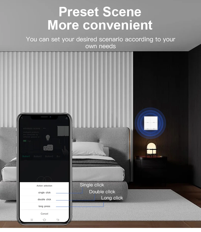 Tuya ZigBee Wireless Remote Control Light Switch 4-Gang Smart Scene ...