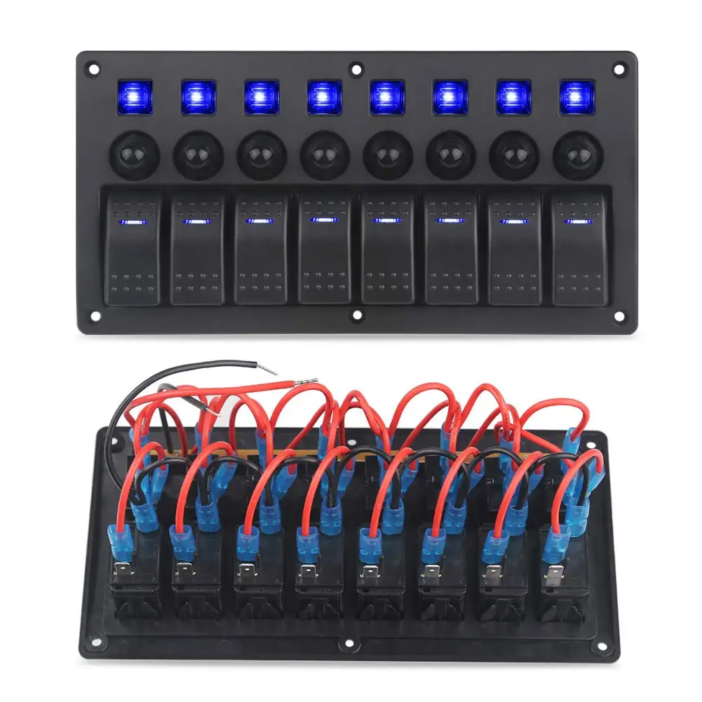 Waterproof 8 Gang Switch Panel - Reliable 12V Marine Solutions