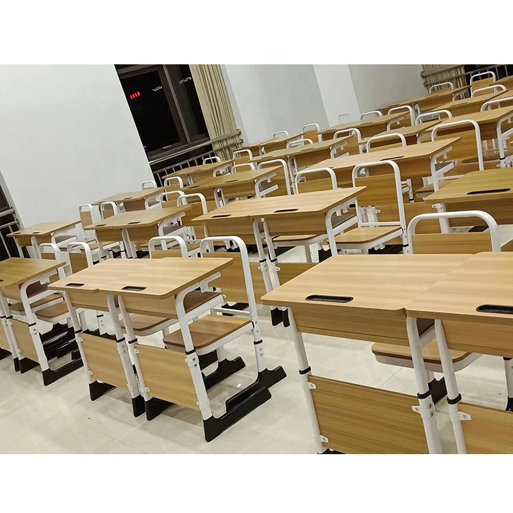 High Quality School Furniture Student Reading Study Metal Frame Classroom Single Desk And Chair ...