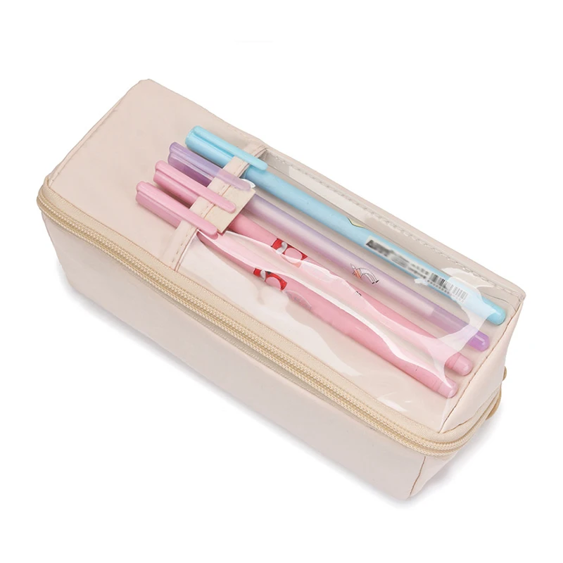 Large Opening Recycled Aesthetic School Pencil Case Clear Stationery ...