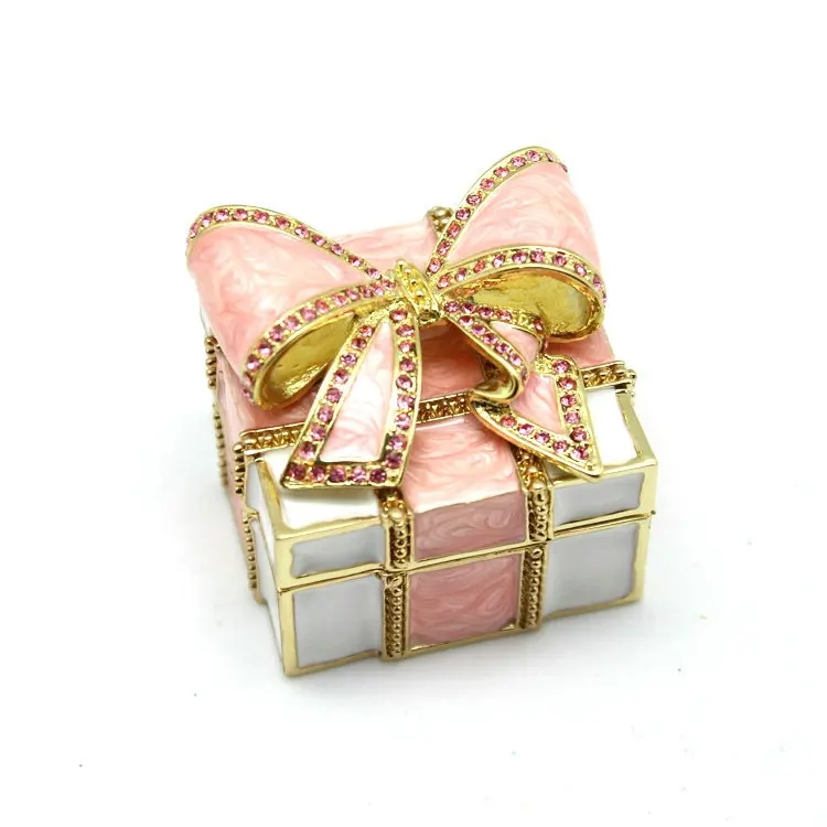 Shinnygifts Wedding Favor Square Trinket Box With Bow Metal Enamel ...