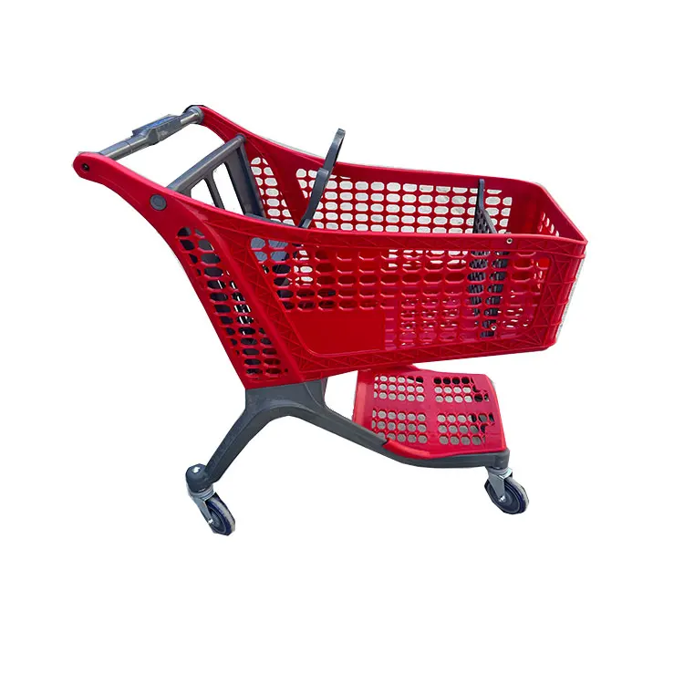 Customizable Full Plastic Grocery Rolling Push Supermarket Cart ...