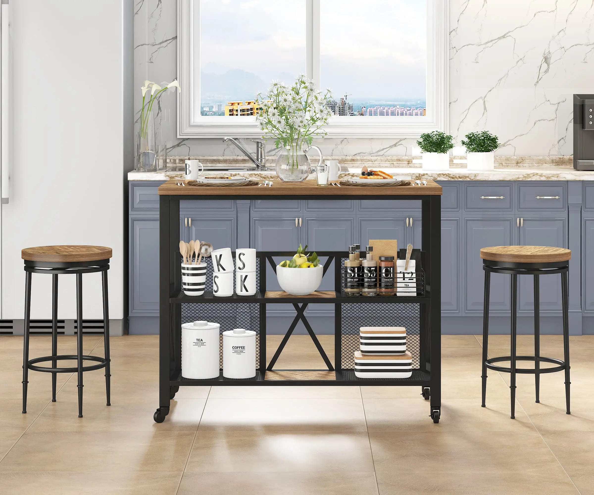Modern Counter Height Dining Table Set for 2, Farmhouse Pub Table ...