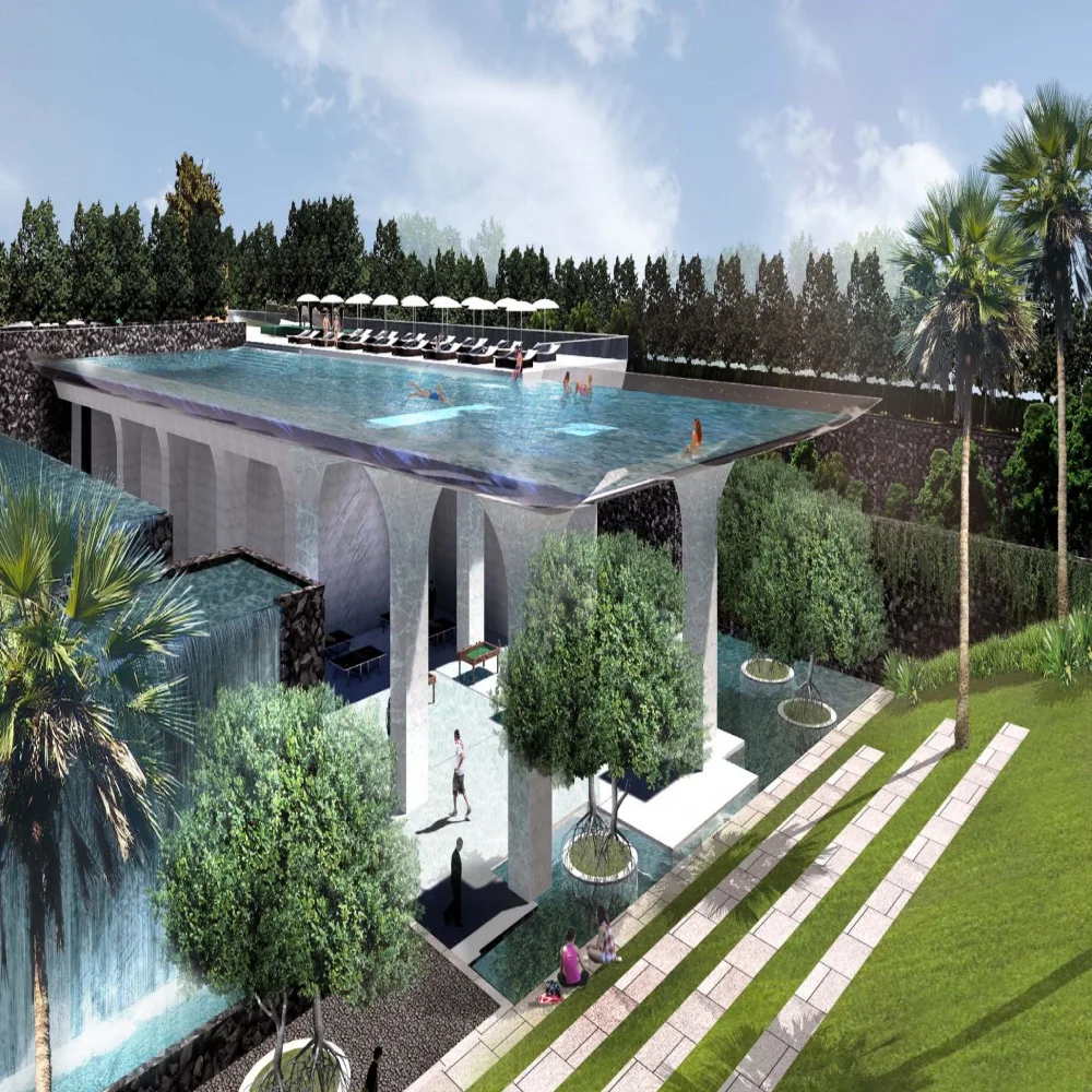 Prefab Modular Modern Outdoor Shipping Container Pool With Surfing ...