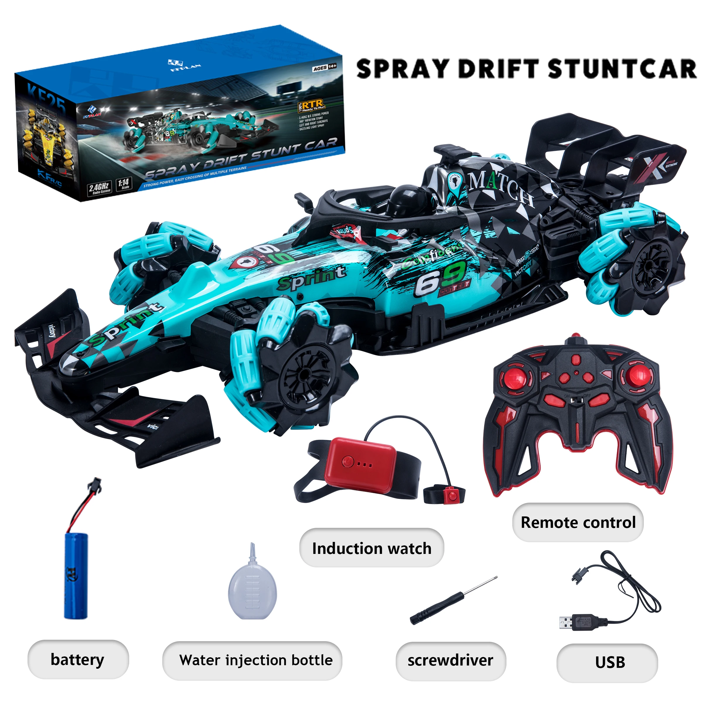 Popular Kf25 Rc Car Formula One Stunt Racing Rc Cars 1/14 With Spray ...