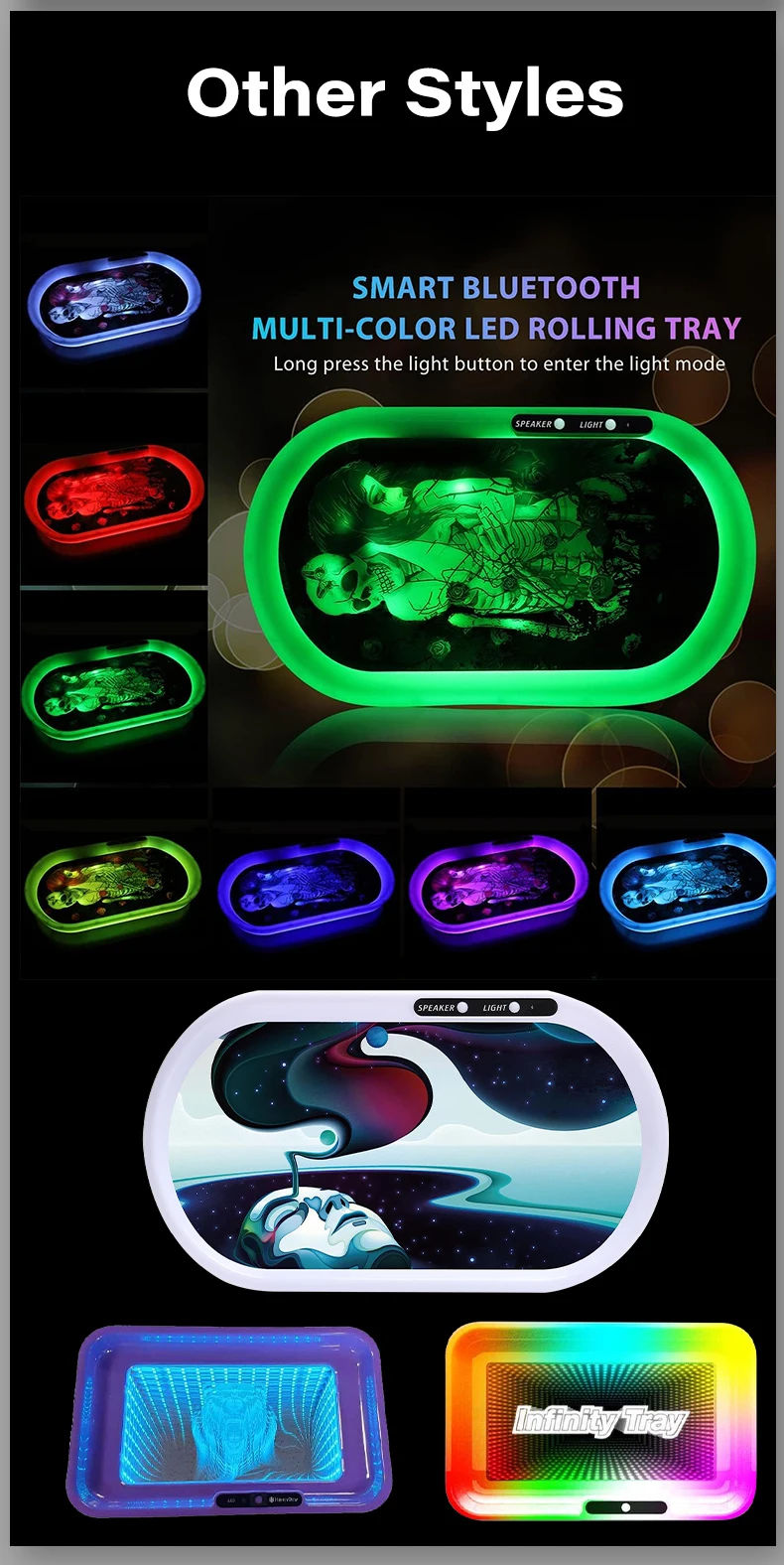 Glow in the Dark LED Rolling Tray - Customizable & Chargeable