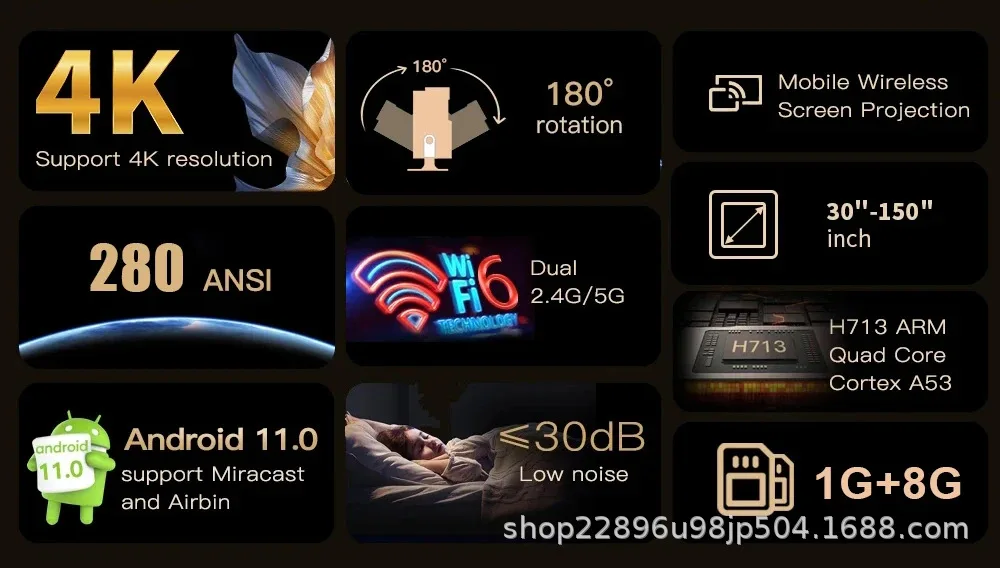 2025 New 1080P HD Mini Portable Projector Cross-Border Home Mobile ...