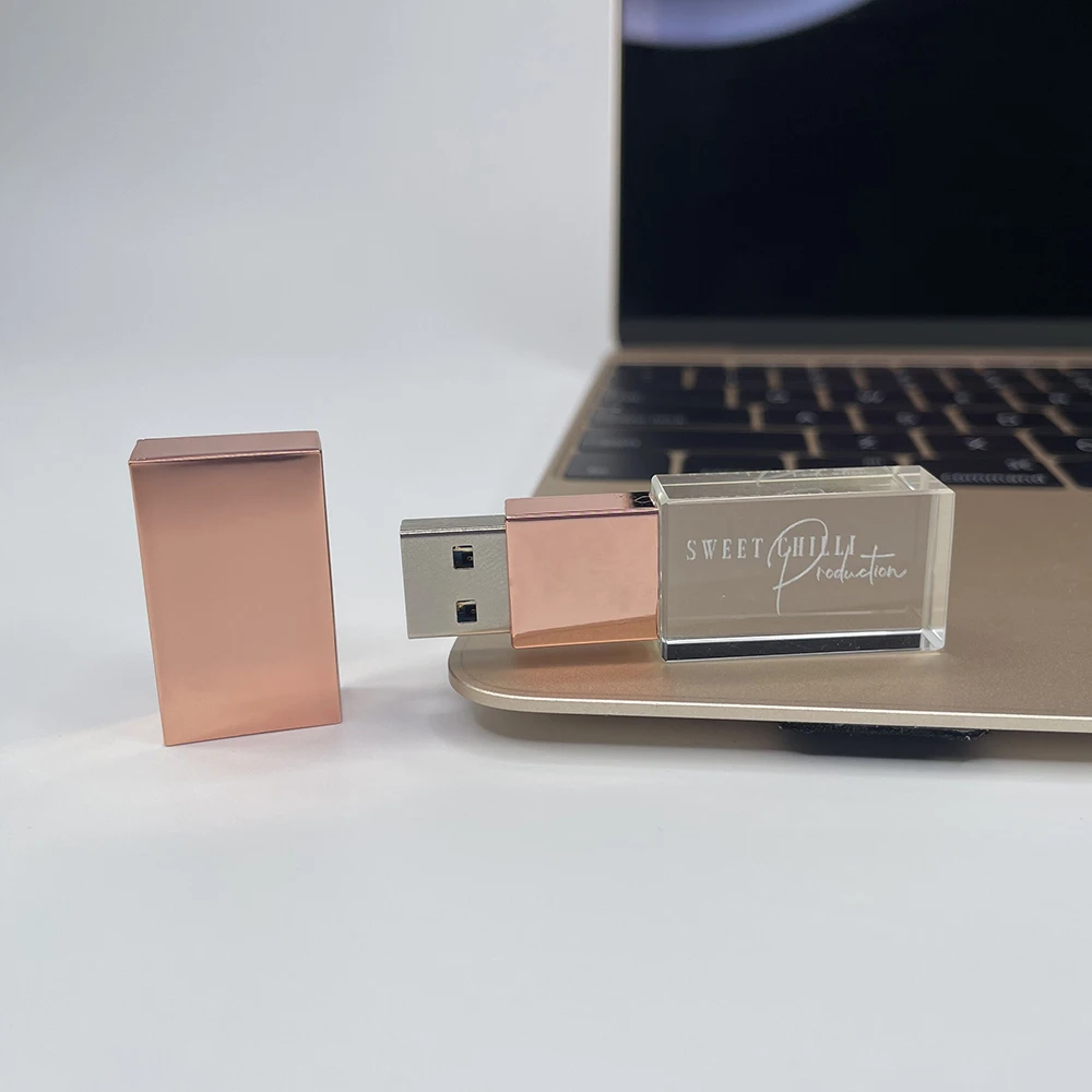 Custom Logo Fast Speed Glass Crystal USB Flash Drives