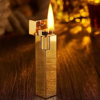 Square Kerosene Lighter Pure Copper Side Sliding Wheel Ignition ...