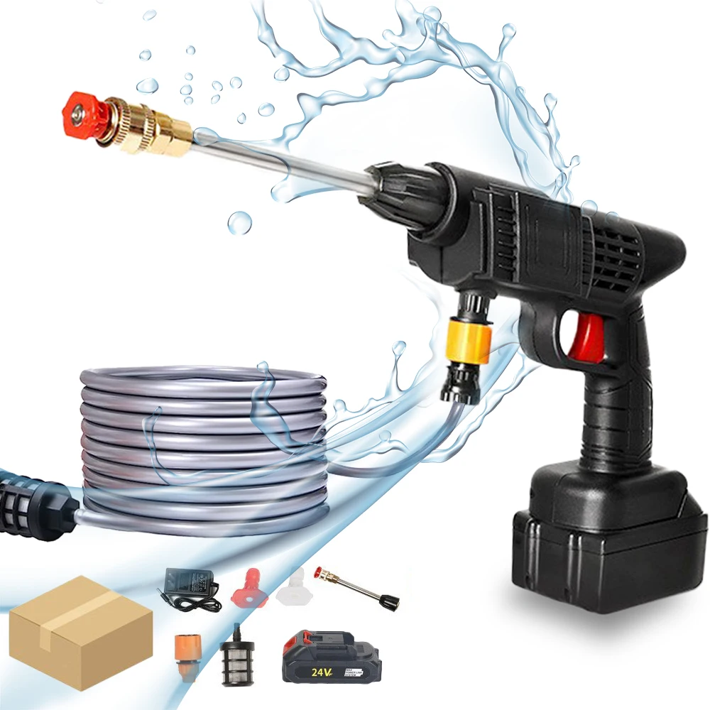 21v High Pressure Cordless Car Washer Wireless Spray Portable Water Gun ...