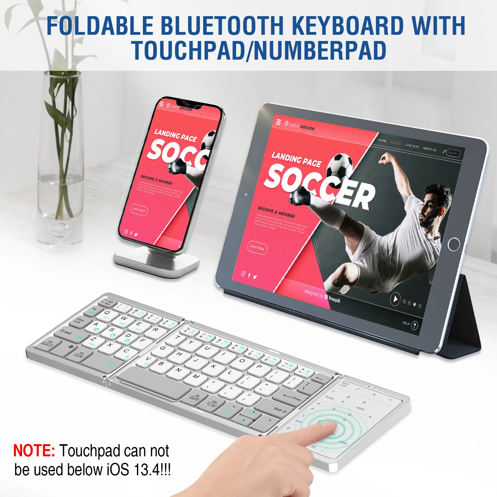 Wireless Foldable Keyboard Perfect For Laptop And Tablet