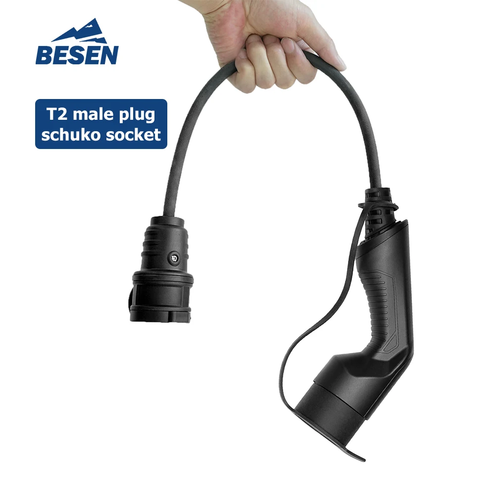Type 2 Male to Schuko Socket 230V 16A Cable Power Extraction From EV ...