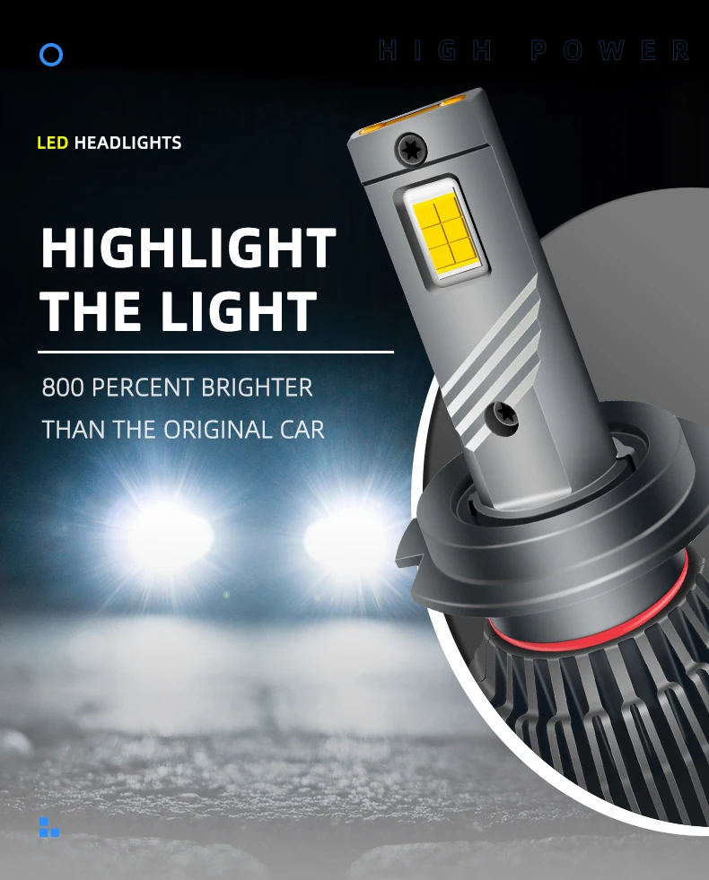 Universal LED Car Headlight Bulbs - 26000LM, IP67 Waterproof