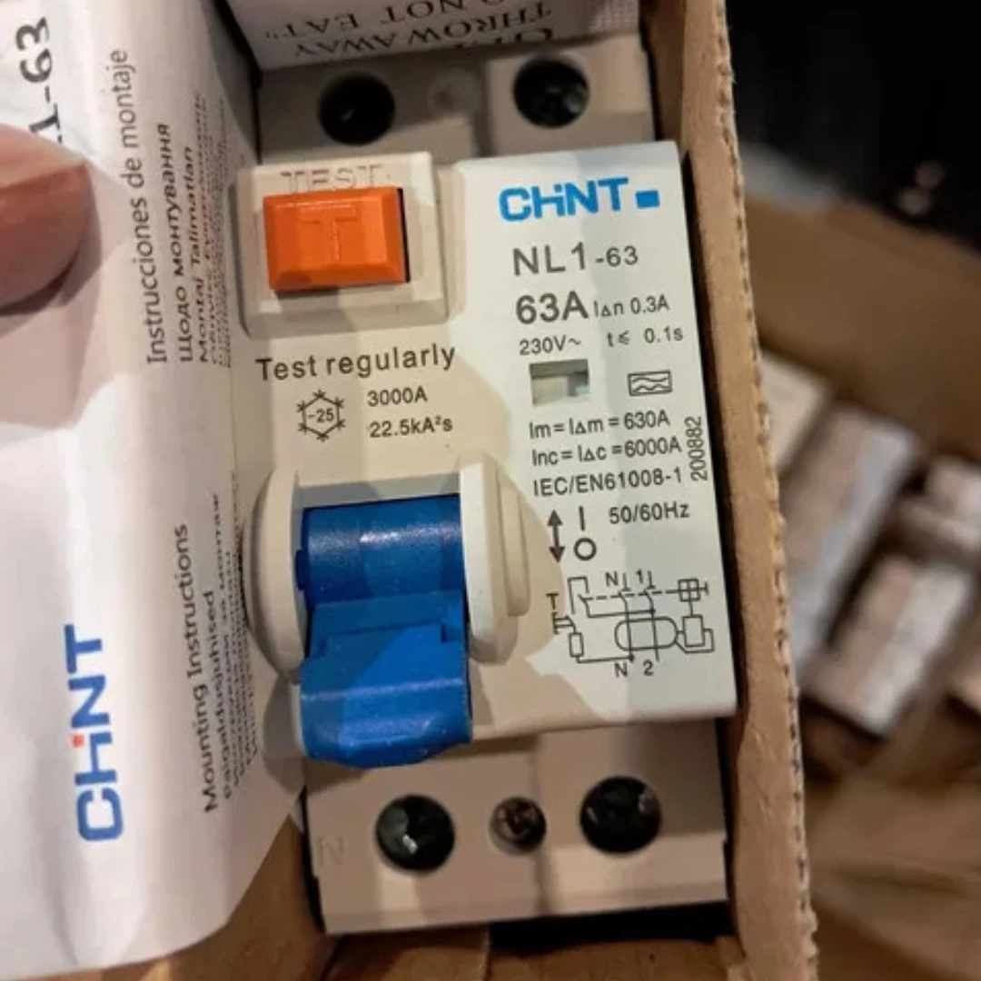 Chint NL1-63 3000A 22.5kA2s 2P 25A 40A 63A 30mA 100mA 300mA Type A or Type AC Belgium RCD ...