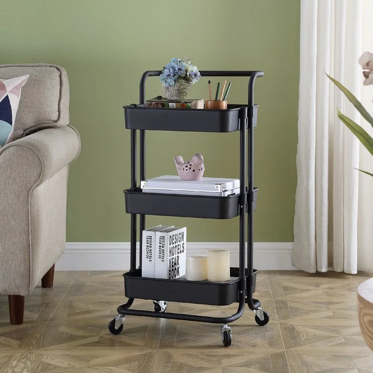 Modern Multi Colorful 3-layer Trolley with Wheels Bathroom Sewing Shelf ...