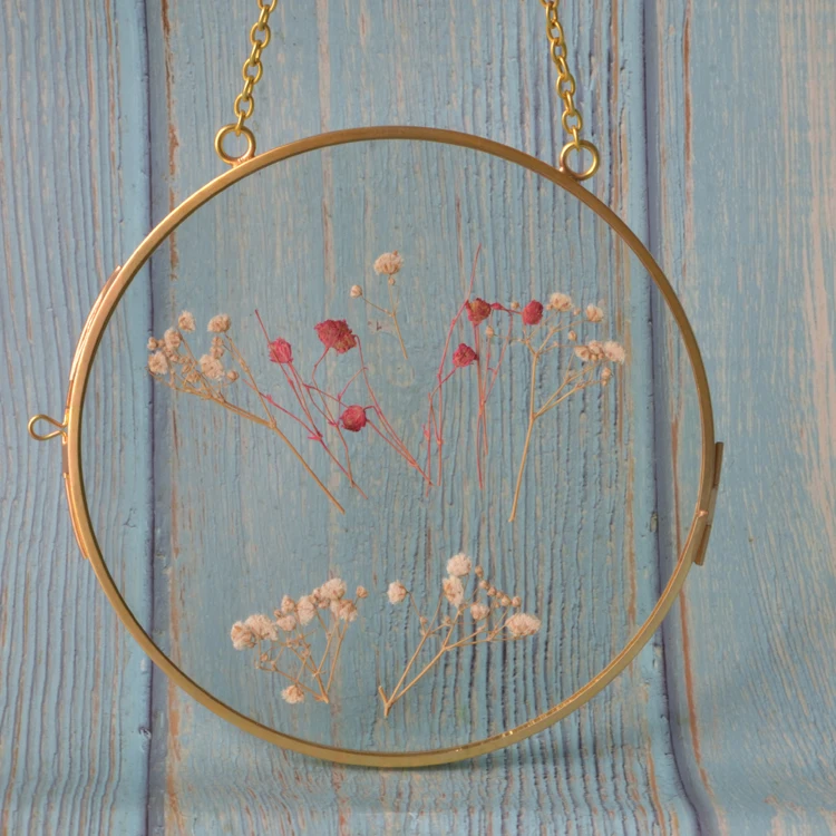 Wholesale Round Shape Metal Brass Soldered Hanging Double Glass Frame ...