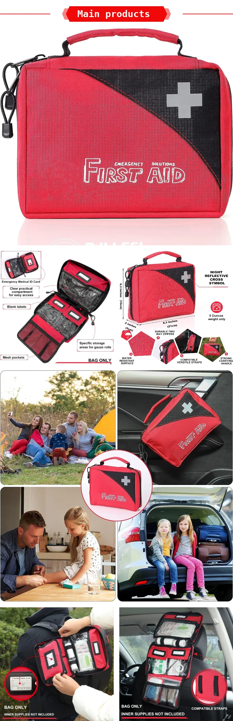 Portable Waterproof Compact First Aid Bag Travel Medical Mini Empty ...