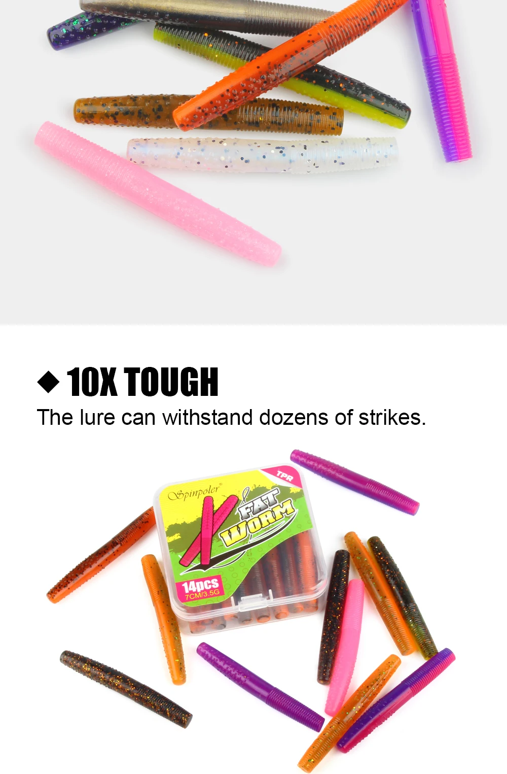 Spinpoler Fat Worm Senko Finesse Tpr Ned Worm Rig 2.75" Stickbait Soft ...