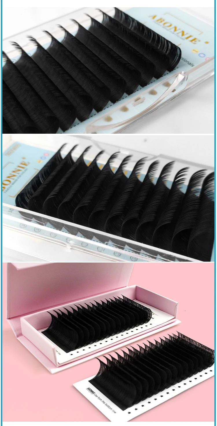 Private Label Individual Eyelash Extension Supplies 0.03 05 Dark Matte Cashmere Lash Trays Matte ...