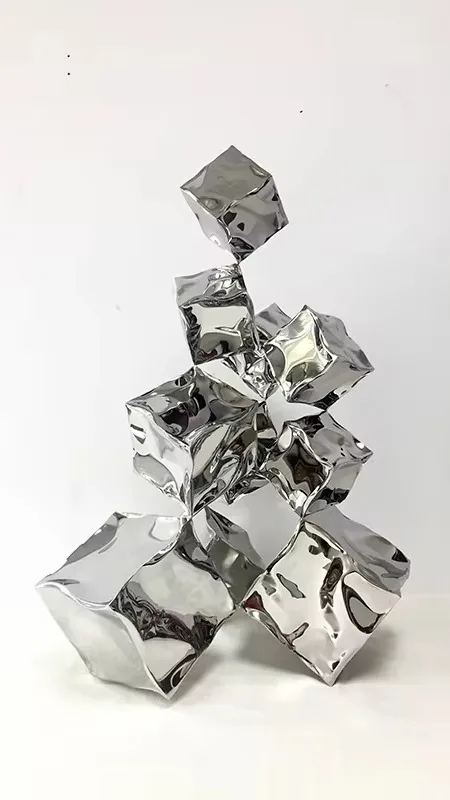 Custom Large Metal Rectangular Column Sculptures Luxury Mirror Abstract ...