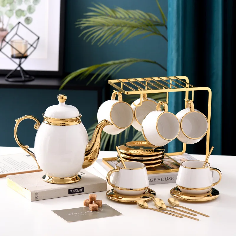Ceramic Golden Tea Set - Elegant Porcelain for All Homes