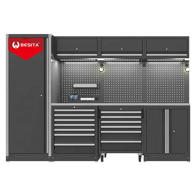 Garage Workstation Modular Tool Box Workbench Workshop Metal Garage ...