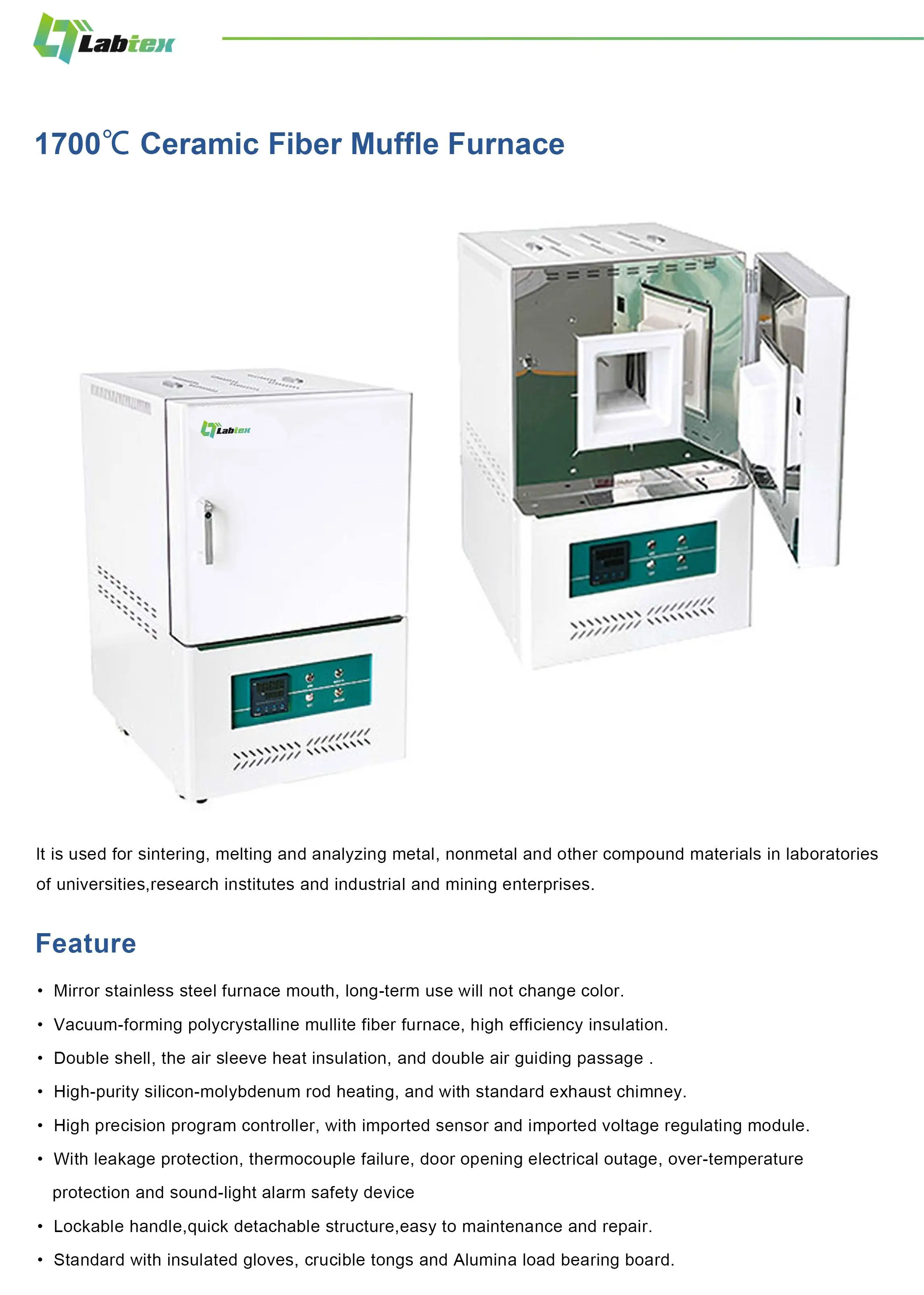 Labtex Muffle Furnace 1700 Degree Ceramic Fiber Laboratory Price Of ...