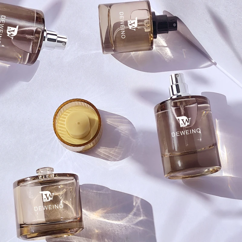 Custom Light Brown Empty Glass Perfume Bottle 50Ml Round Perfume Bottle ...