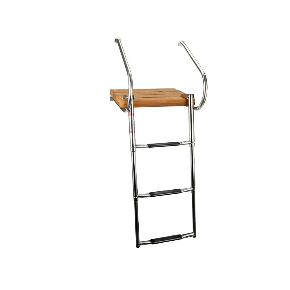 3 Steps Ladder Teak Swim Platform With 2 Stainless Steel Rails - Buy ...