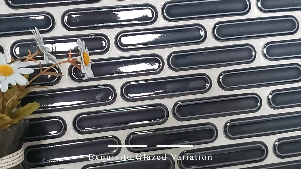 Premium Glazed Long Oval Shape Ceramic China Red Tile Mosaic For Shower ...