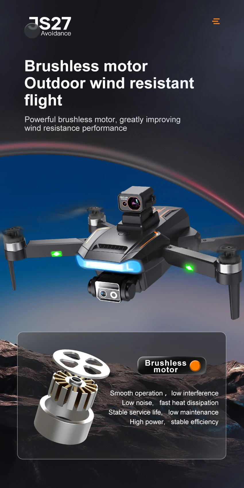 Js27 Brushless Flow Positioning Drone Dual Lens 480p Aerial Wifi ...