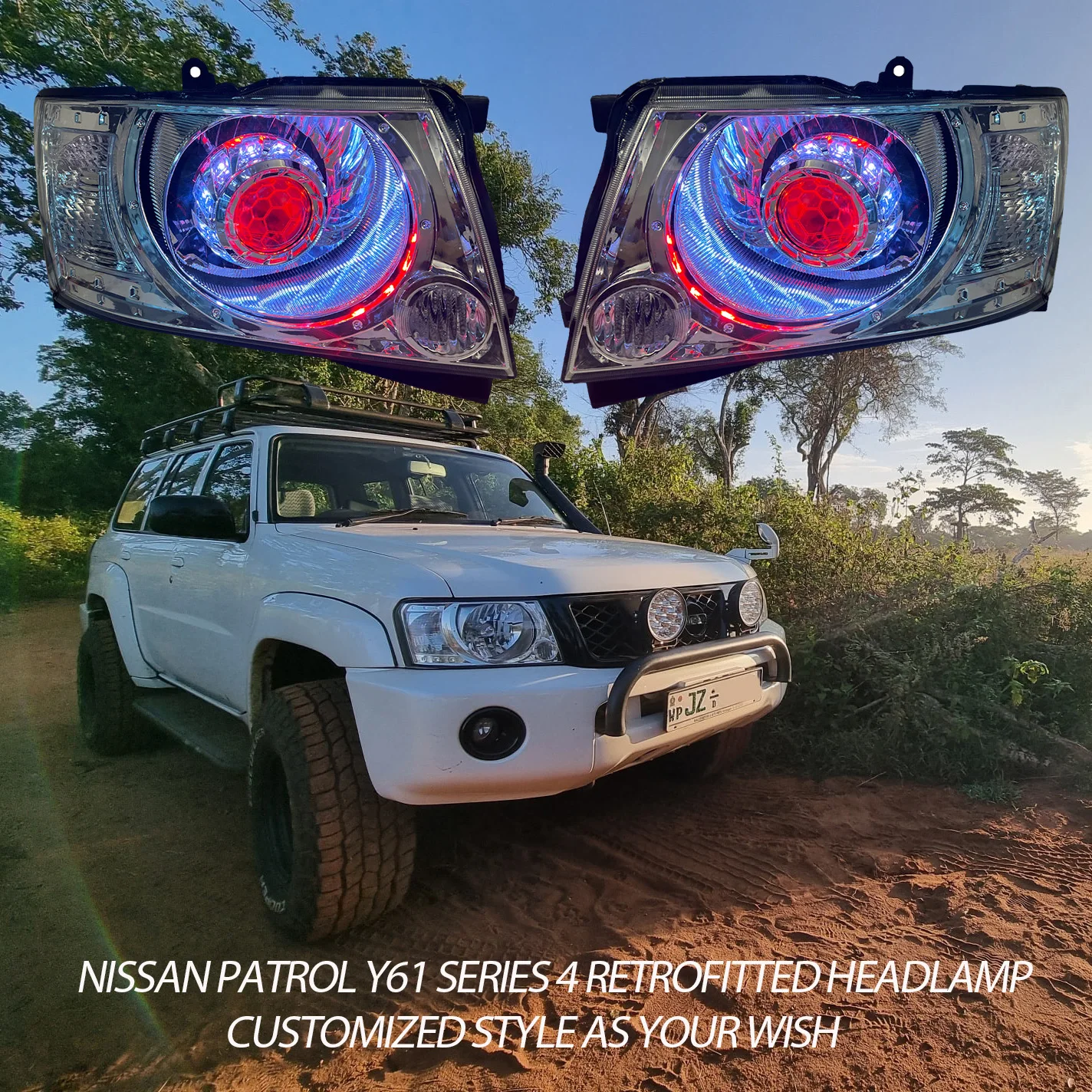 Diy Halo Led Turbine Headlights For Nissan Patrol Y61 Gu4 Gu5 Gu6 Gu7 ...