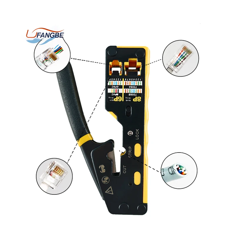 Multi Function Cat5e Cat6 Cat7 Crimper Rj11 Rj12 Rj45 Pass Through Network Cable Pliers Ez ...